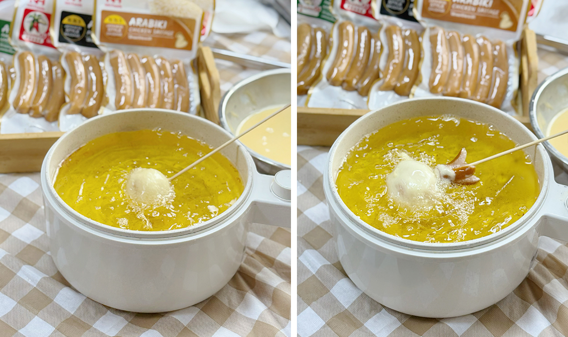 Kanom Pong Neng with Arabiki Sausage (Thai traditional street food ...